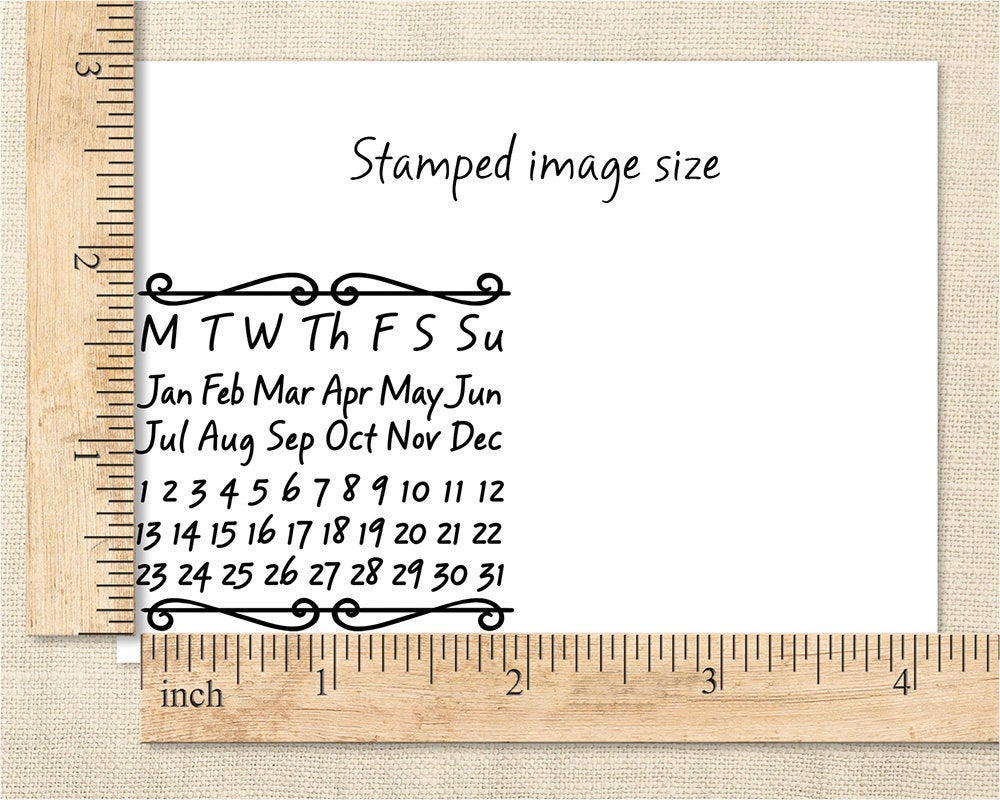 Perpetual Calendar Rubber Date Stamp, Monthly Calendar Stamp, Planner ...