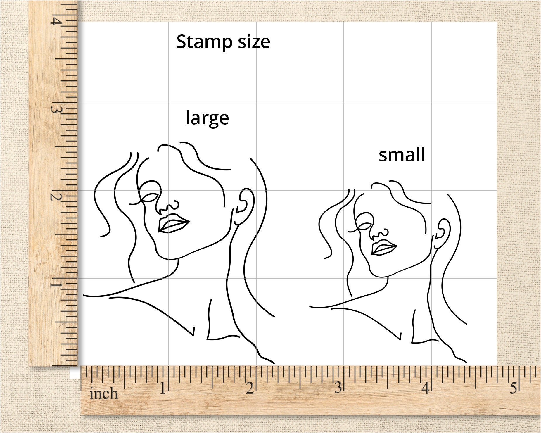 Woman's Face Line Art Stamp - Female Drawing Self Expression Rubber ...