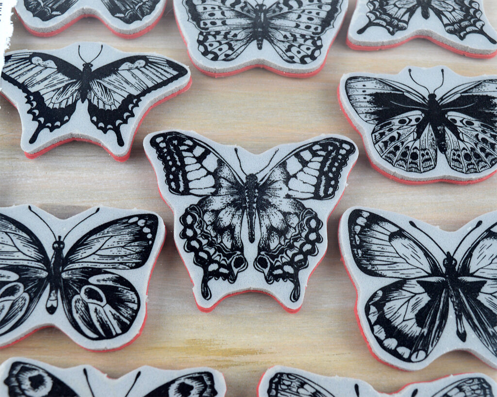 Butterfly Moth Rubber Stamp Set (10), Tim Holtz Flutter Cling Stamps by ...