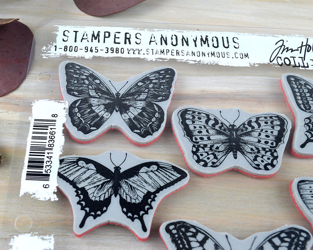Butterfly Moth Rubber Stamp Set (10), Tim Holtz Flutter Cling Stamps by ...